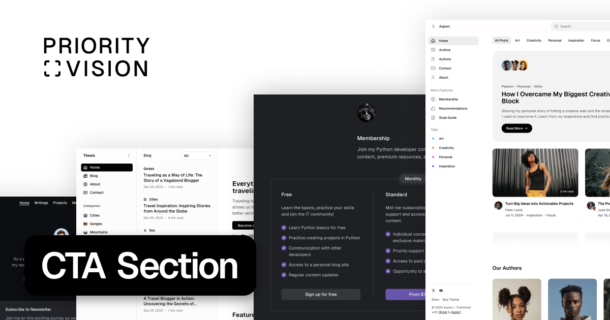 CTA Section | Thesis Theme Documentation | Priority Vision