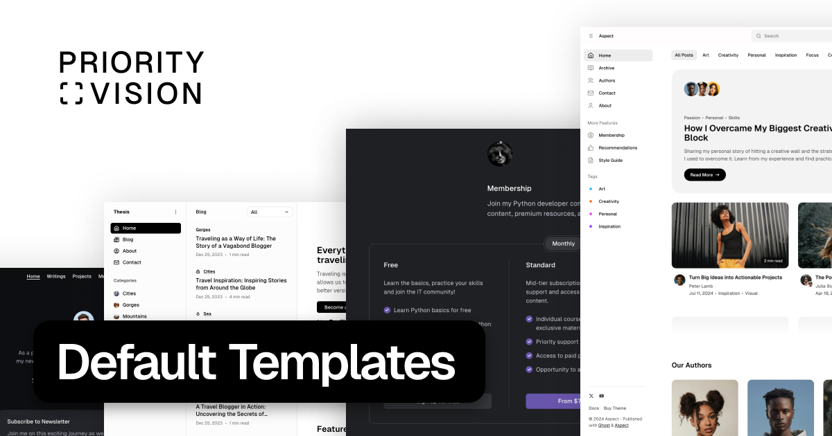 Default Templates | Moment Theme Documentation | Priority Vision