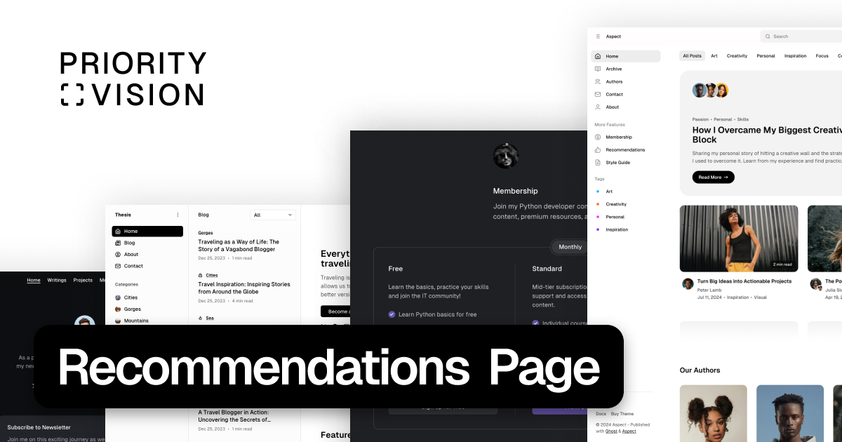 Recommendations Page | Thoughts Theme Documentation | Priority Vision