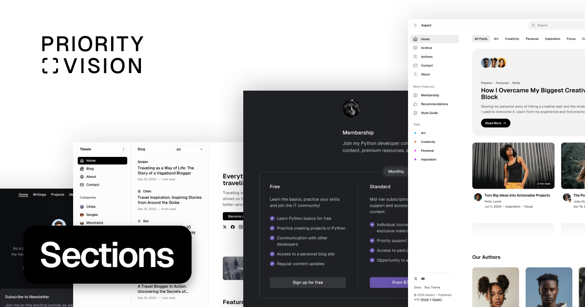 Sections | OnFlow Theme Documentation | Priority Vision