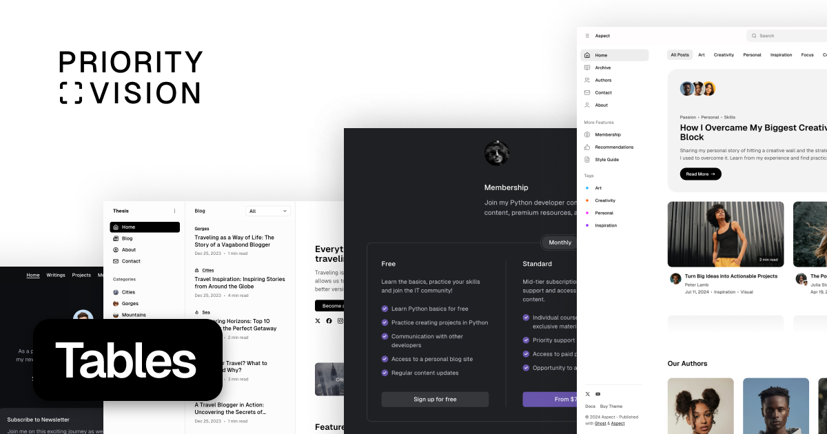 Tables | Thoughts Theme Documentation | Priority Vision